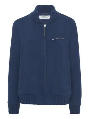 Gabriela Hearst Winslow Donegal Cashmere Bomber Jacket - Electric Navy