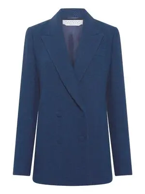 Gabriela Hearst Elliot Blazer In Speckled Cashmere Donegal - Electric Navy