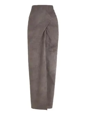 CORTANA Sabina Asymmetric Linen-Blend Midi Skirt