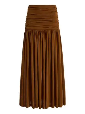 Françoise Nora Jersey Midi Skirt - Brown