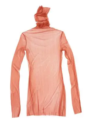 CORTANA High-Neck Silk-Tulle Top Red