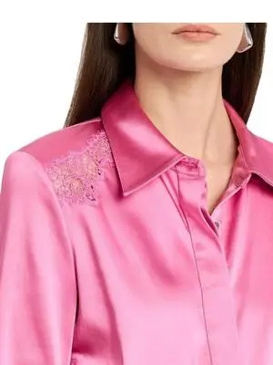 Ramy Brook Serena Satin Button-front Shirt - Pink Garne
