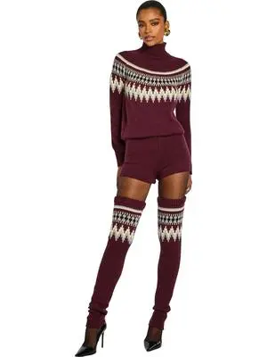SEROYA Rocky Knit Romper - Merlot Fairisle