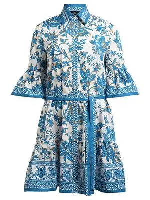 Etro Floral Belted Mini Shirtdress - Print On W