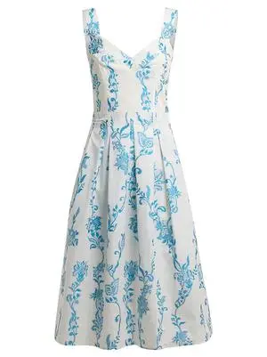 Etro Floral Embroidered Midi Apron Dress - Blue Multi