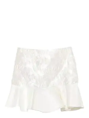 GANNI Cloqué Ruffled Mini Skirt - White
