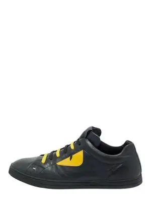 Fendi Monster Eye Leather Sneakers - Black