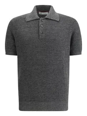 Brunello Cucinelli Ribbed Button-fastening Polo Shirt - Grey