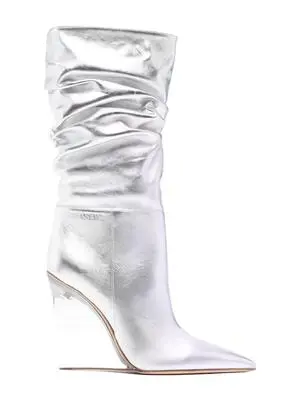 Dsquared2 Ruched Wedge-heel Boots - Silver
