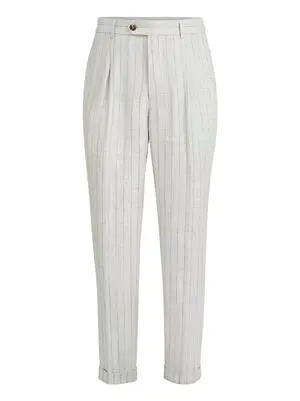 Brunello Cucinelli Striped Pleated Trousers - Grey
