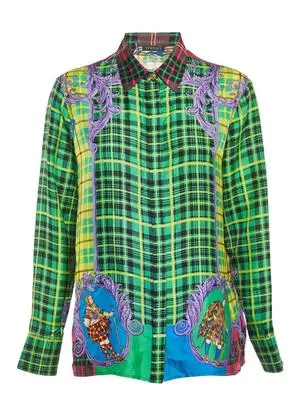 Versace Tartan-check Silk Shirt - Green