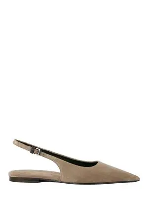 Brunello Cucinelli Suede Slingback Ballet Flats - Brown