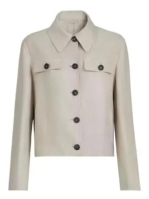 Brunello Cucinelli Long-sleeve Linen Jacket With Pockets - Neutrals