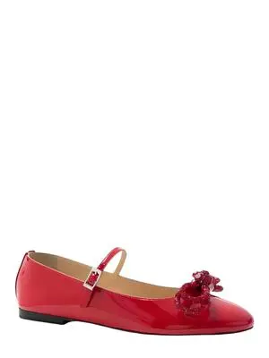 Mach & Mach Bow Embellished Ballet Flats - Red