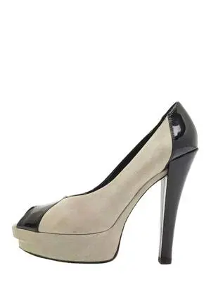 LOUIS VUITTON Patent-leather Platform Peep-toe Pumps - Neutrals