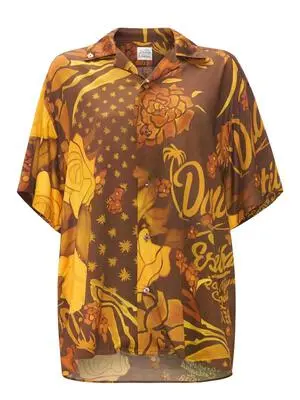 DONDE ESTEBAN Floral Print Short-sleeve Shirt - Brown