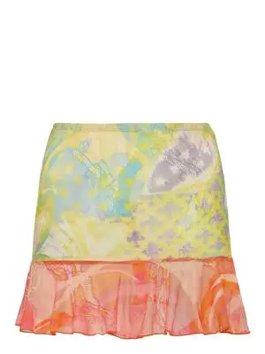 DONDE ESTEBAN Mesh Mini Skirt - Yellow