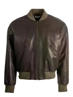 THE ROW Zip Bomber Jacket - Brown