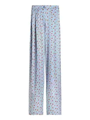 Dolce & Gabbana Floral-print Silk Trousers - Blue