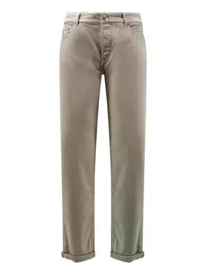 Brunello Cucinelli Logo-embroidered Five-pocket Trousers - Neutrals