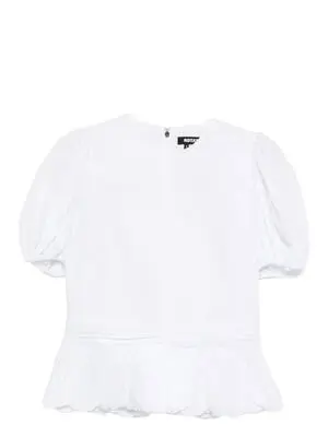 Remain Birger Christensen Puff-sleeves Peplum Top - White
