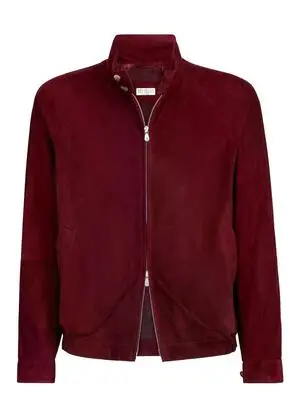 Brunello Cucinelli Stand-collar Suede Jacket - Red