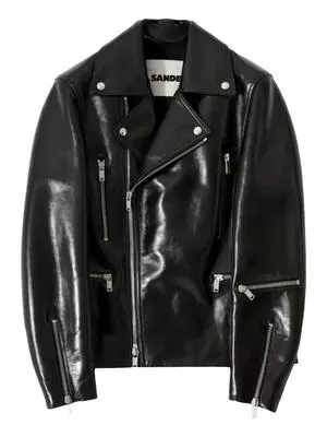 JIL SANDER Leather Biker Jacket - Black