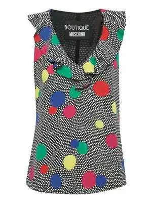 Moschino Polka-dot Ruffle Blouse - Black