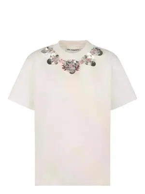 DES_PHEMMES Bead-embellished T-shirt - Neutrals