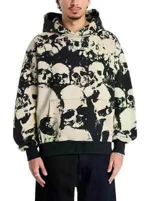 PLEASURES Skull-graphic Hoodie - Black