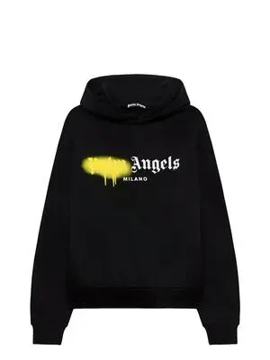 Palm Angels Spray Milan Logo Hoodie - Black