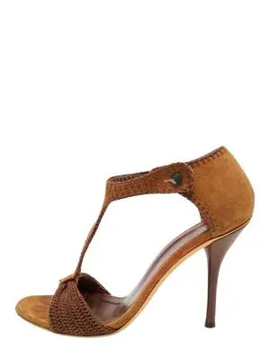 Gucci Stiletto Heel T-strap Sandals - Brown