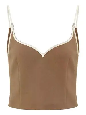 Paris Georgia Heart Trim-detail Top - Brown