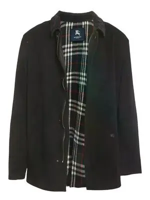Burberry Coat With Corduroy Collar - Black