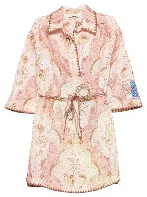 Zimmermann Daylight Floral Belted Mini Dress - Pink