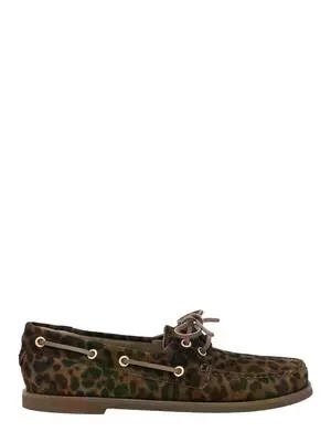 GIANVITO ROSSI Vandée Leopard Print Boat Shoes - Brown