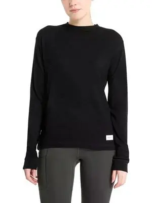 CRAFT Waffle Round Neck Top - Black