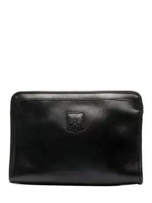 Celine 1990s Logo-patch Clutch Bag - Black