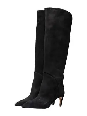 POCHE PARIS Pointed Knee-high Boots - Black