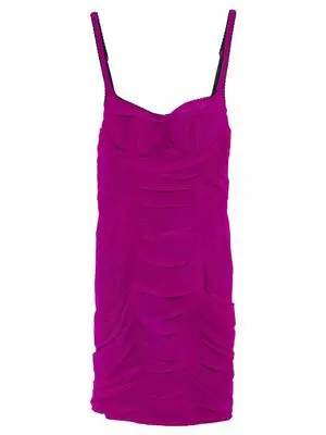 Attico Ruched Mini Dress - Purple