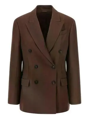 Brunello Cucinelli Peak Lapels Double-breasted Blazer - Brown
