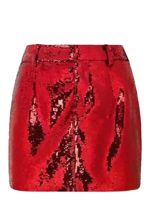 Philipp Plein Sequin Embellished Mini Skirt - Red