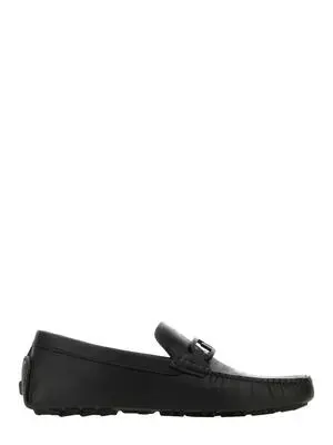 Fendi Diver O Lock Leather Loafers - Black