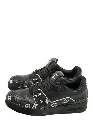 LOUIS VUITTON Leather Trainer Sneakers - Black
