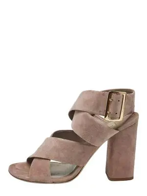 Burberry Criss-cross Block Heel Sandals - Neutrals