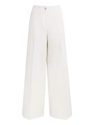 Brioni Cotton-silk Wide-leg Trousers - Grey