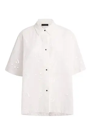 Shan Broderie Lace Oversized Shirt - White