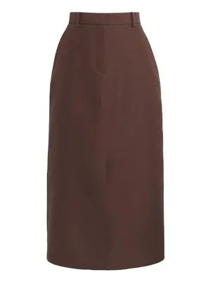 Brioni Silk Midi Skirt - Brown