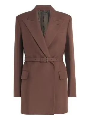 Brioni Silk Prisca Belted Blazer - Brown