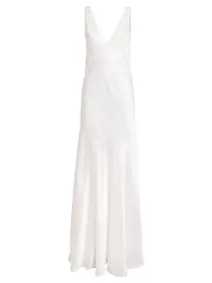 Olivia Von Halle Silk Paloma Slip Maxi Dress - White